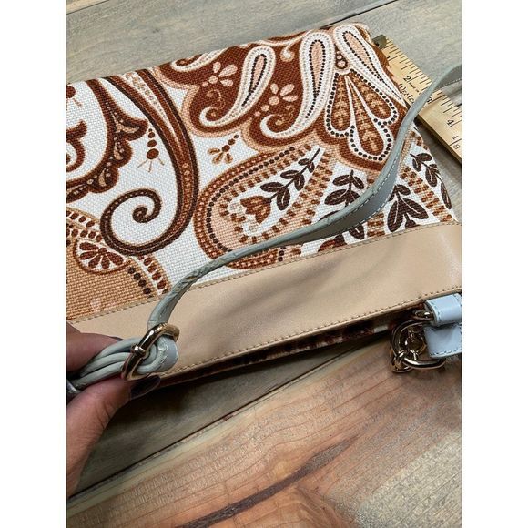 Spartina 449 | Bags | Spartina 449 Hipster Crossbody Purse Tan Blue Leather Floral Linen Paisley ...